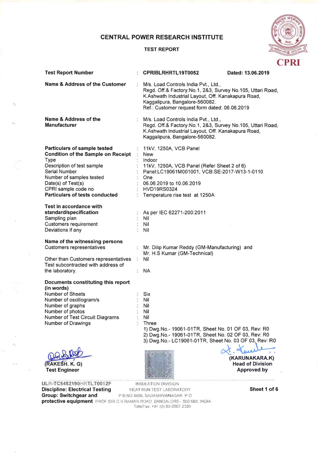 Certifications | Load Controls