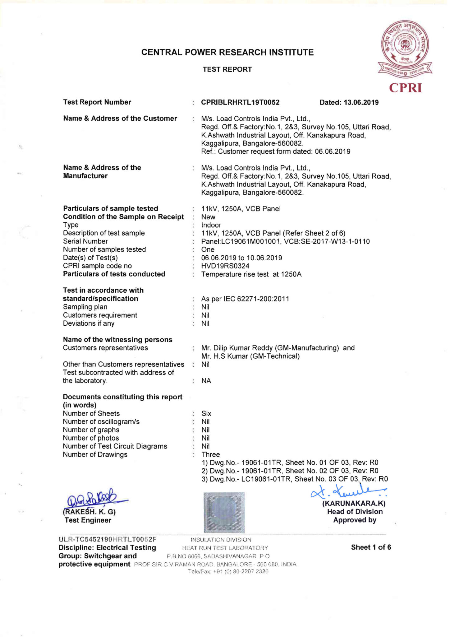Certifications | Load Controls